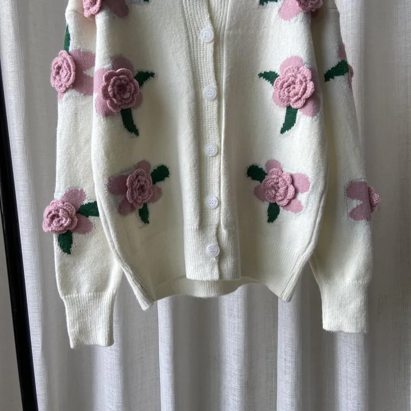 Gilet Cardigan Femme,Cardigans à fleurs 3d pour femmes,manches longues ...