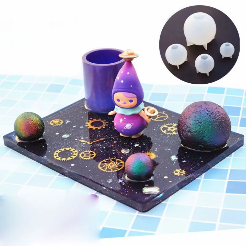 Planet Moon Sky Sphere Cosmic Ball Resin Pendant Mold Silicone Epoxy ...