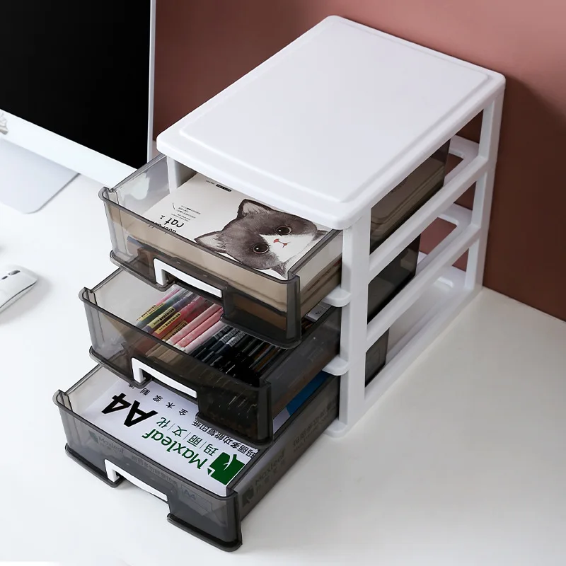 Household Transparent Desktop Storage Box Multi-layer Simple Plastic A4 ...