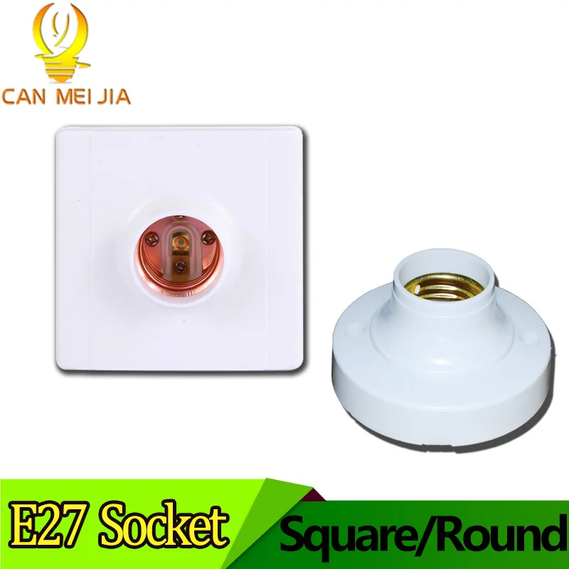 E27 LED Light Bulb Holder Round Square Fitting Socket with Plug Switch ...