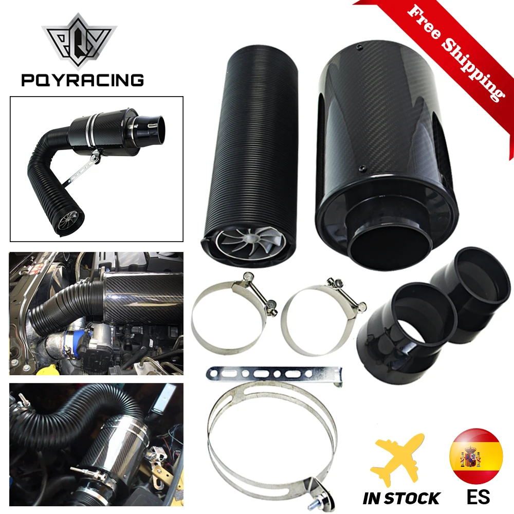 3“ Universal Car Cold Air Intake System With Fan Racing Carbon Fiber ...