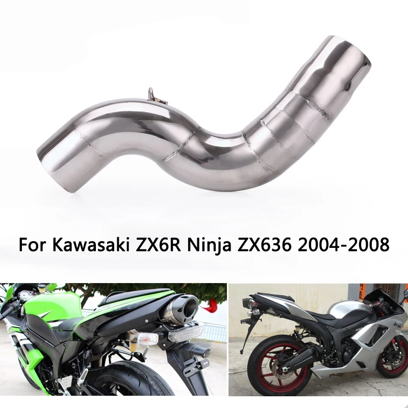 Mid Pipe for Kawasaki ZX6R Ninja ZX636 2004-2008 Motorcycle Exhaust ...
