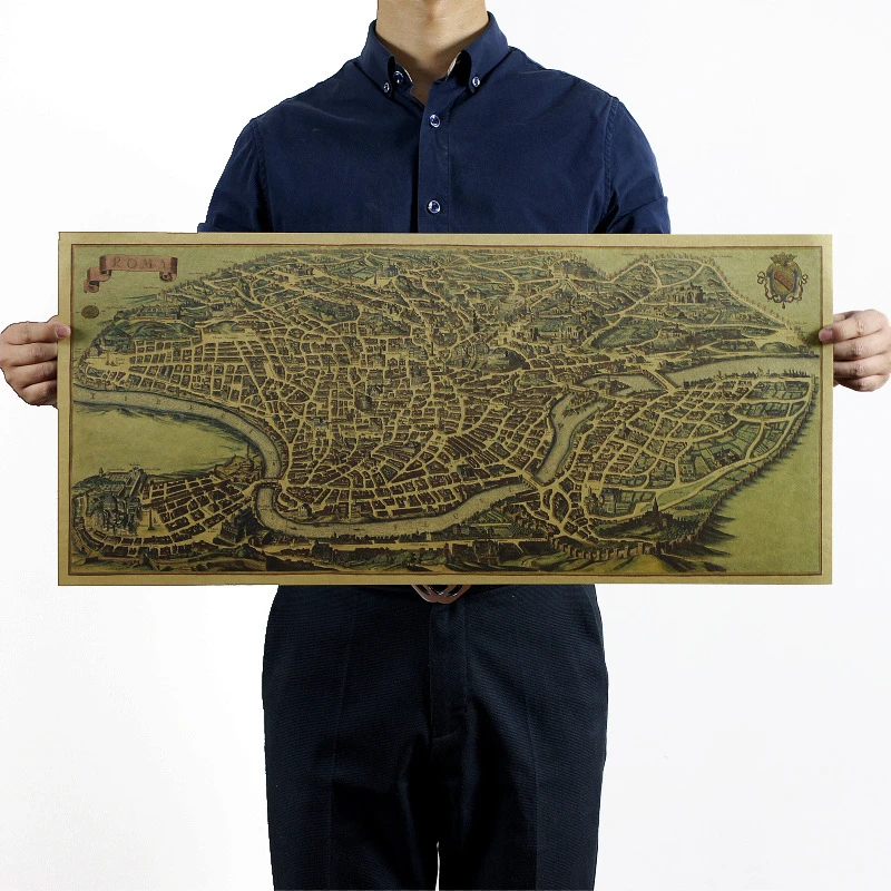 Classic Vintage Ancient Rome Aerial View Map Poster Wall Sticker Retro ...