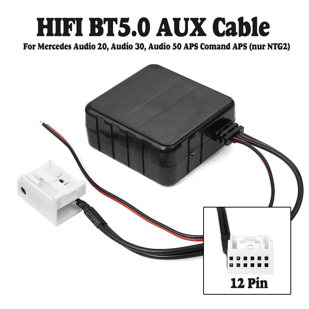 12V Car bluetooth 5.0 AUX Cable Modele Adapter Audio Stereo Radio Music ...