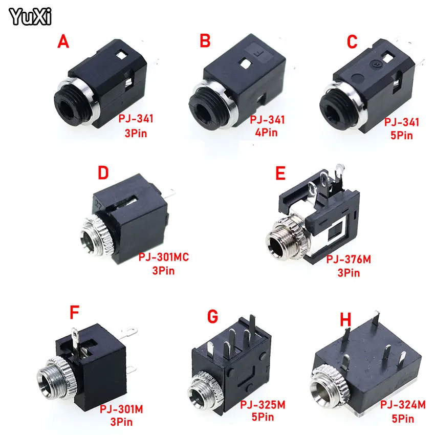 10Pcs-PJ341-301-376M-301M-325M-3-5MMStereo-Female-Sockect-Jack-with ...