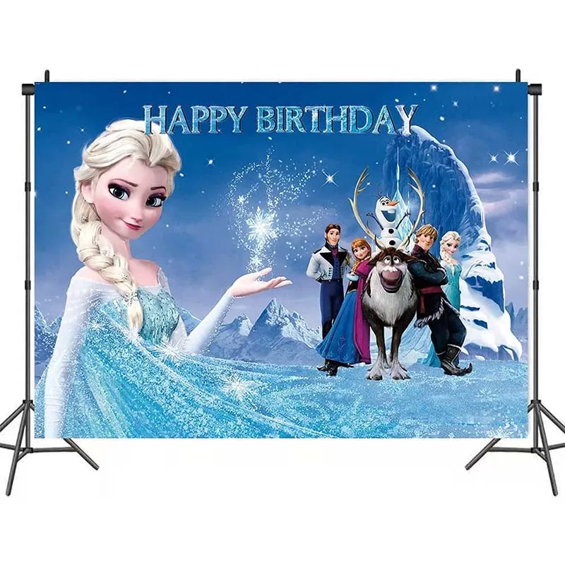 Disney Frozen Elsa Anna Party Backdrops Curtain Theme Layout Photobooth ...
