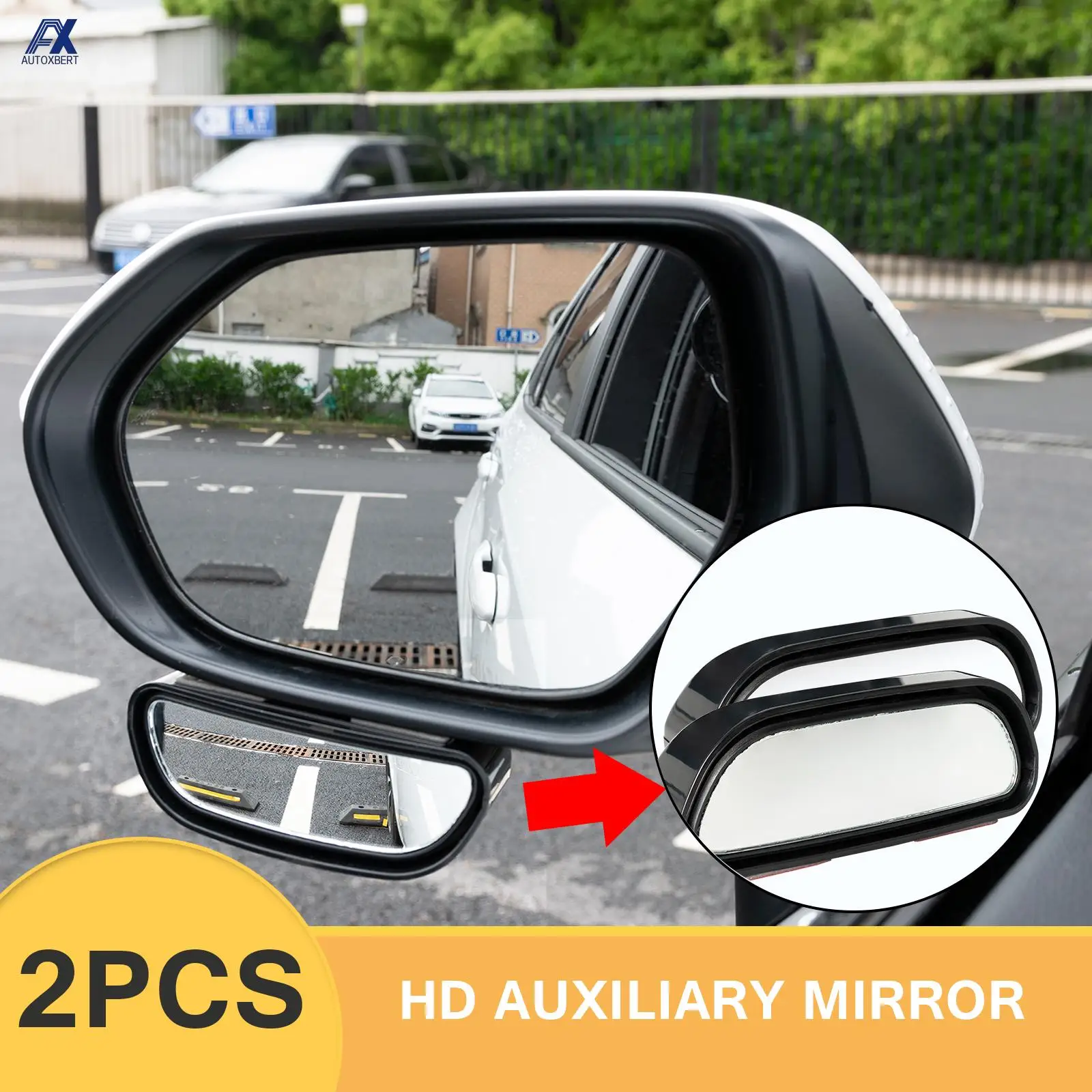 2Pcs 360 Degree Stick On Blind Spot Mirror Car Reverse Parking Road ...