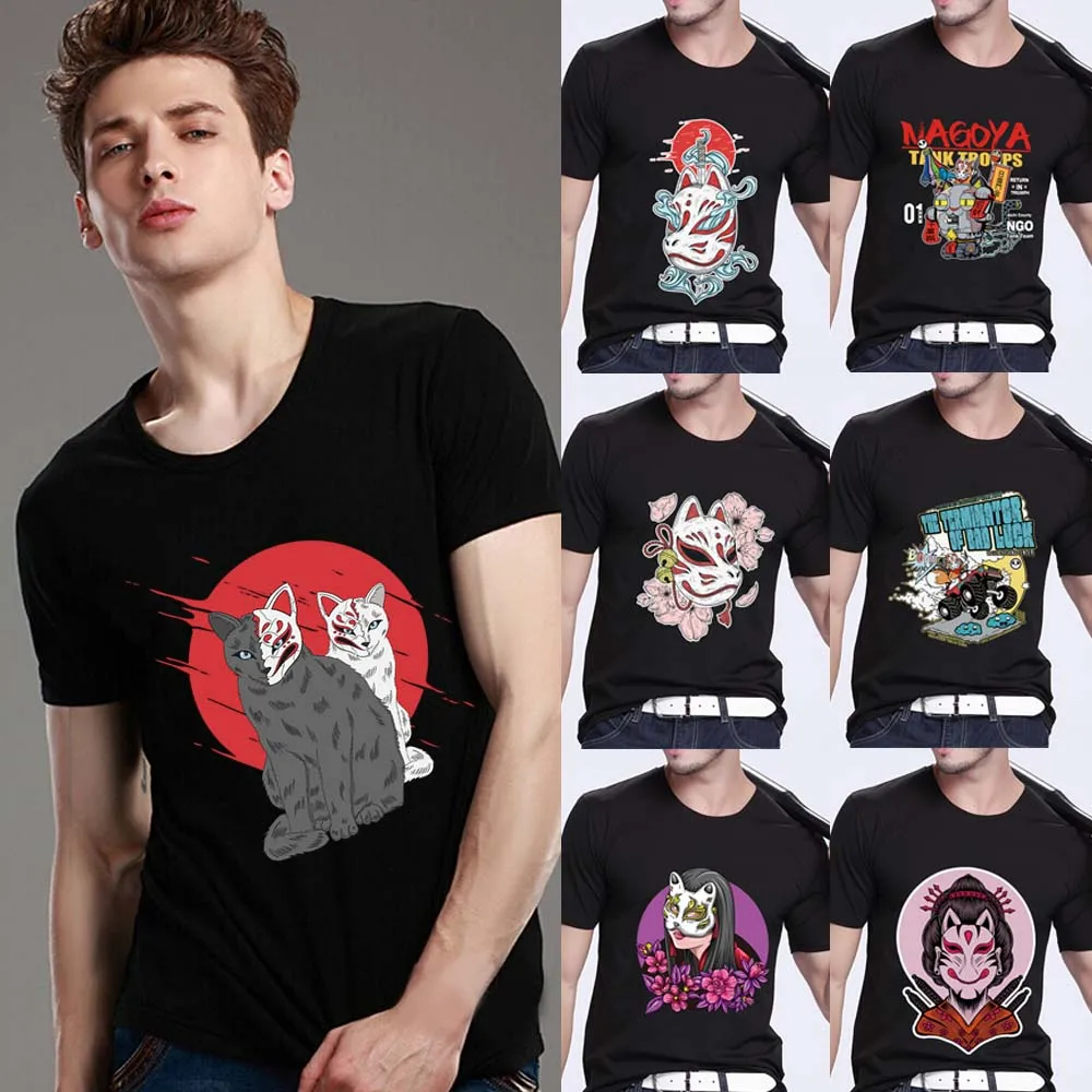 Men-s-Classic-Black-T-shirt-Printed-Cute-Tops-Comics-Firefox-Mask ...