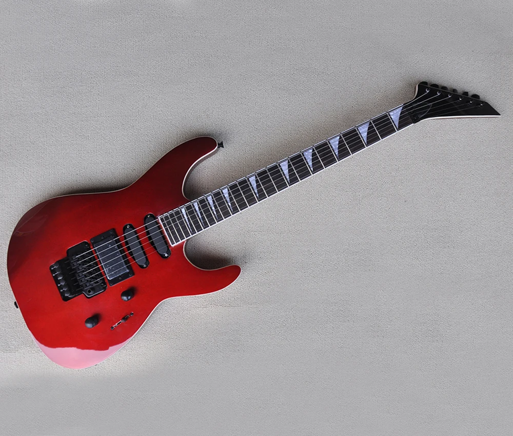 6-Strings-Metallic-Red-Electric-Guitar-with-Tremolo-Bar-Rosewood ...