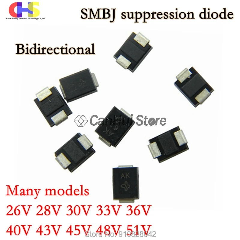 20pcs 600W SMB DO-214AA TVS DIODE SMBJ26CA SMBJ28CA SMBJ30CA SMBJ33CA SMBJ36CA SMBJ40CA SMBJ43CA ...