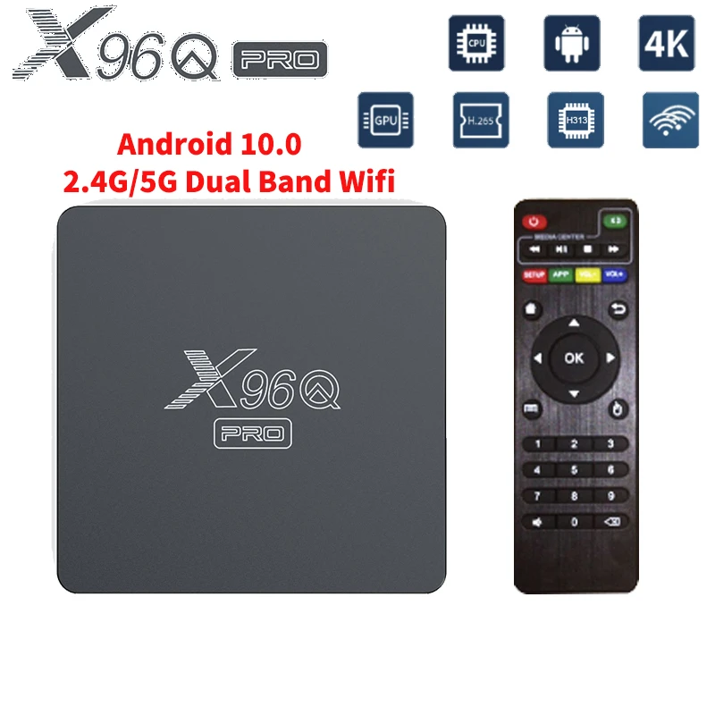 x96q Pro 2.4G 5G Wifi Smart TV BOX Androd 10 Allwinner H313 4K Media ...