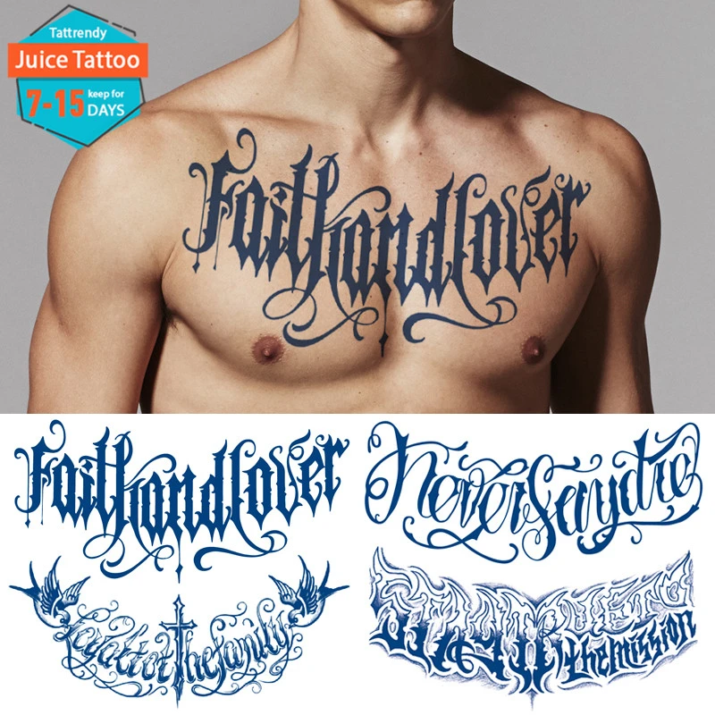 Tattoos For Men On Chest Lettering