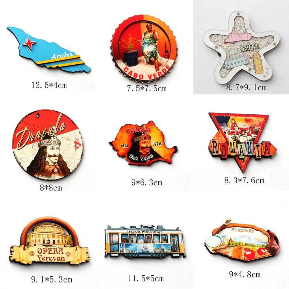 Sublimation Wooden Custom Refrigerator Magnet Aruba Cabo Verde Romania ...