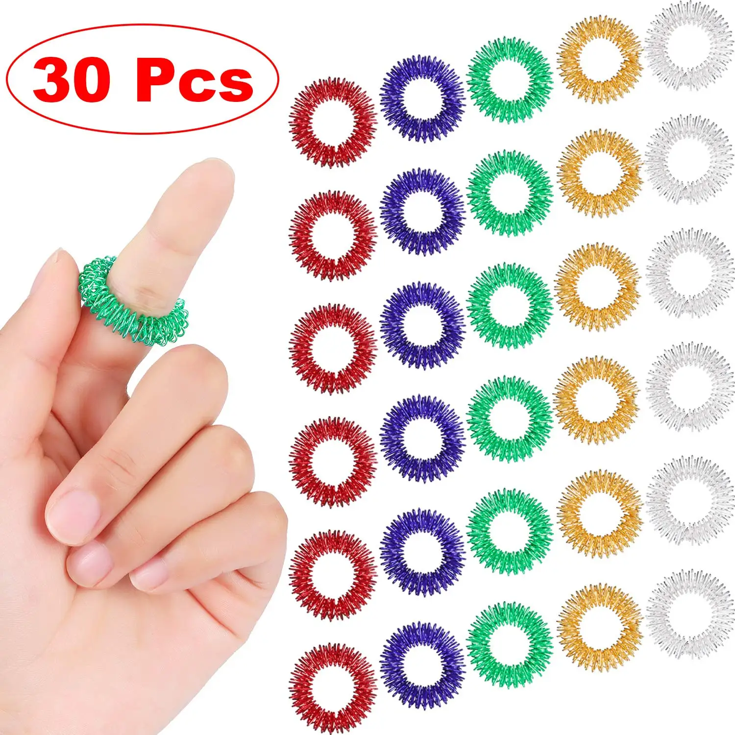 30pcs Spiky Sensory Finger Rings, Spiky Finger Ring/acupressure Ring ...