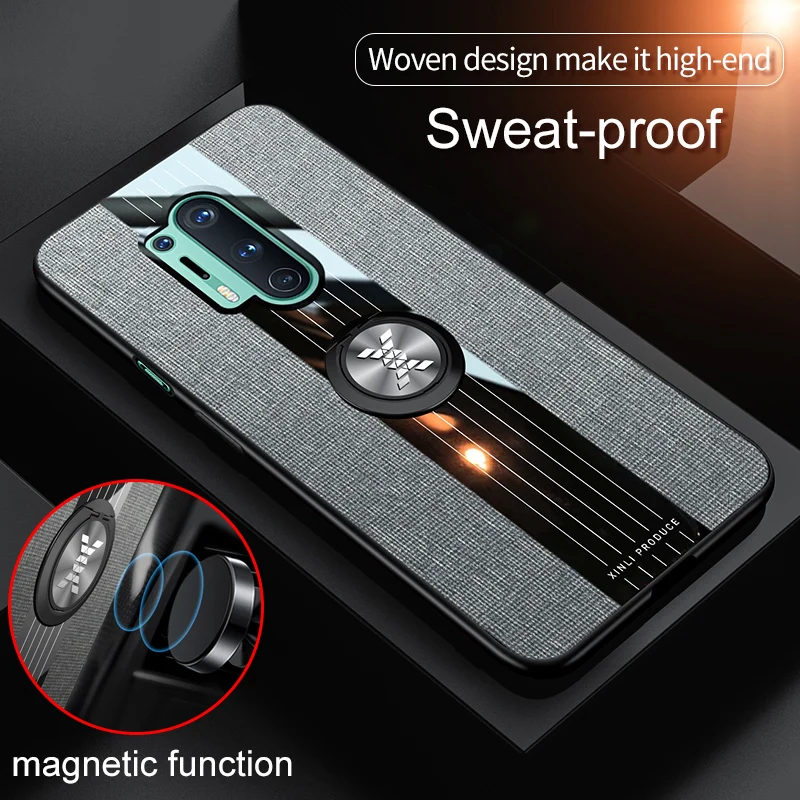 For-OnePlus-8-Pro-Case-Luxury-Hard-Cloth-With-Ring-Stand-Magnet-Slim ...