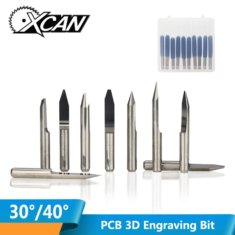 XCAN 10pcs 30 40 degree V Shape Milling Cutter 3.175mm(1/8'') Shank ...