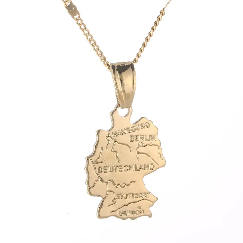 Map Of Deutschland Pendants Necklace For Gold Color Germany Map German ...
