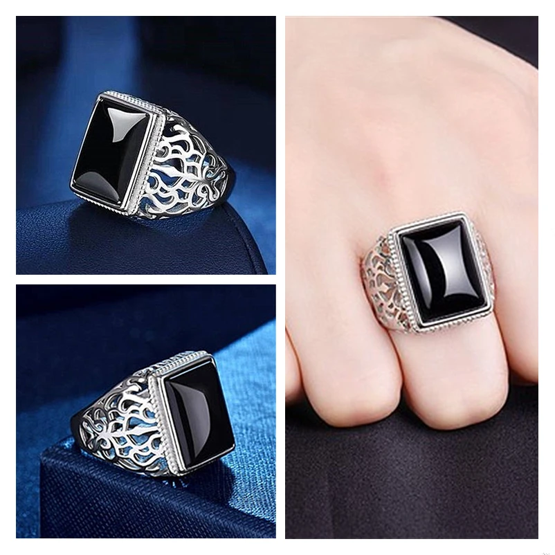 2021-Trendy-Silver-925-Ring-For-Men-Jewelry-Cool-Hollow-Flower-Male ...