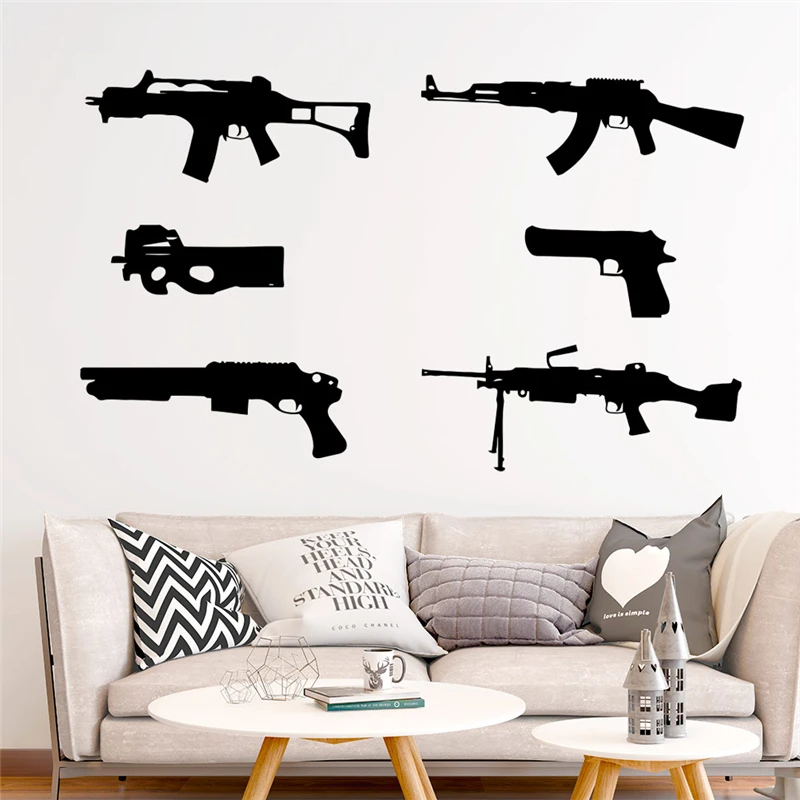 Arsenal criativo armas de fogo adesivos parede decoração para casa sala ...