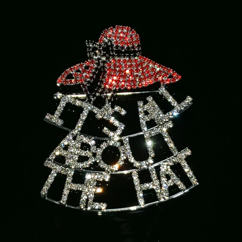 Red Hat Ladies Gift "IT'S ALL ABOUT THE HAT" Saying Words Brooch Pin ...