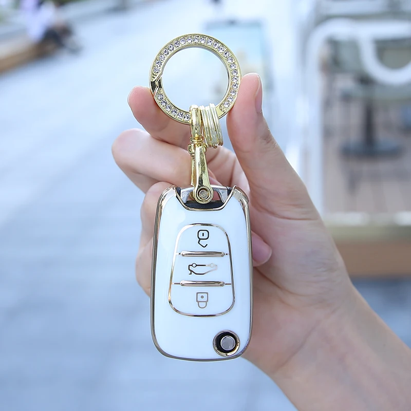 Car Flip Key Case Cover Chain Ring For Kia Ceed Picanto Sportage For ...