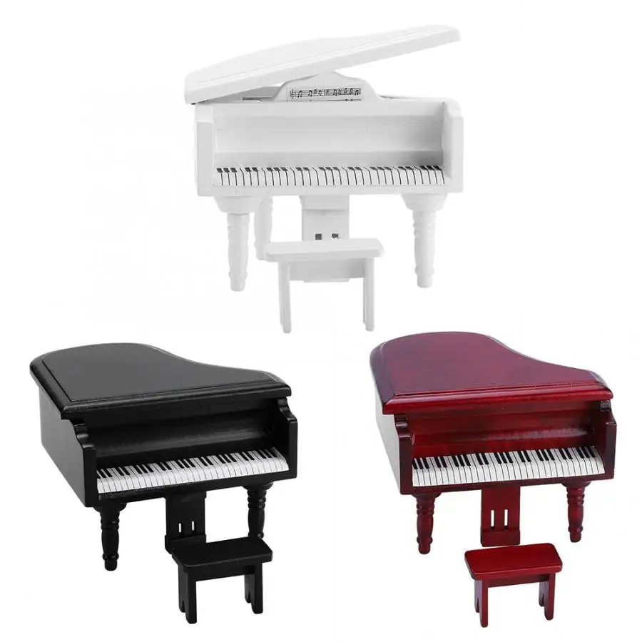 Mini Piano de plástico con taburete para casa de muñecas, modelo de ...
