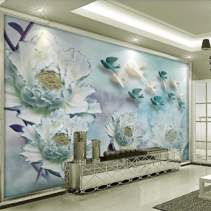 Custom 3D Photo Mural Wallpaper For Living Room Mural Bedroom Embossed ...