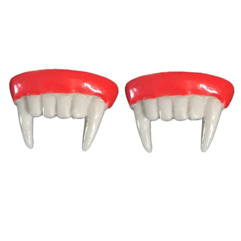 2PCS Fake Teeth Sleeves Horror Halloween Artificial Denture Model ...