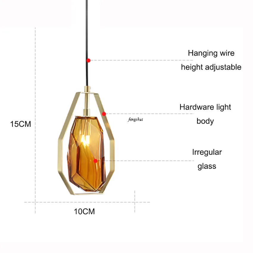 Postmodern LED Irregular Glass Pendant Lights Lighting Nordic Retro ...