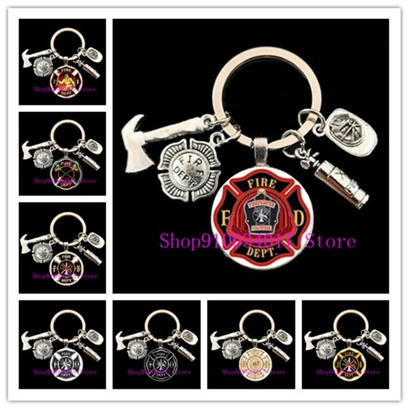 Fire-Department-Glass-Keychain-Fire-Extinguisher-Hard-Hat-and-Axe ...
