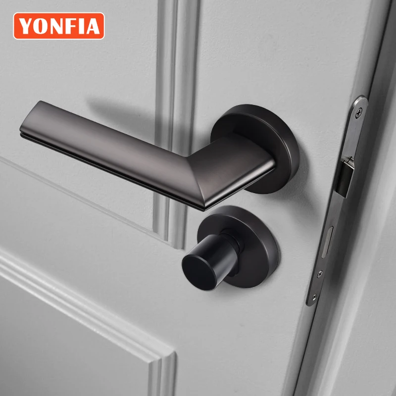 YONFIA-8032-Modern-Gun-Metal-Black-Interior-Door-Handle-Lock-Home ...