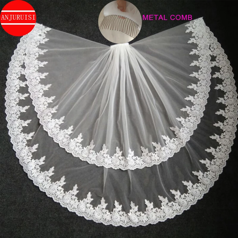 Velo De Novia Wedding Accessories Casament Two Layer Short Bride Veil ...