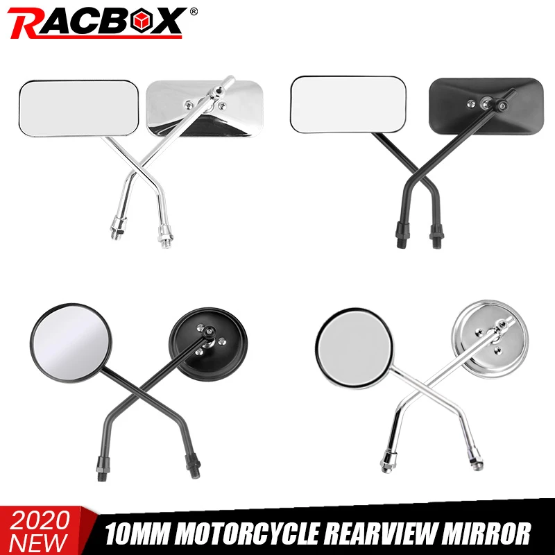 10-mm-Chrome-Motorcycles-Mirror-Round-Square-Retro-Universal-Motorbike ...