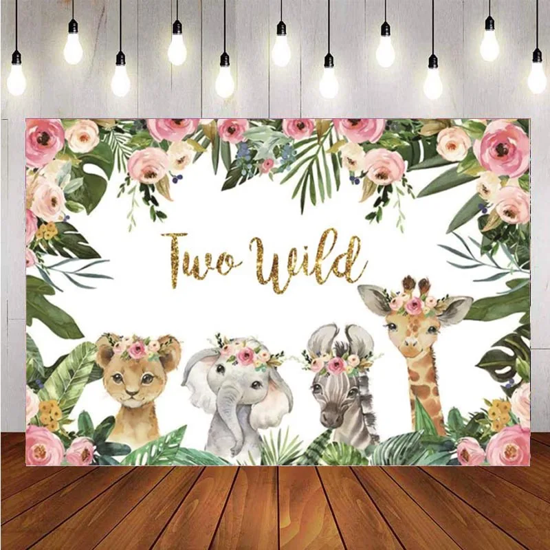 Two-Wild-Backdrop-Baby-Shower-Girls-2nd-Second-Birthday-Party-Jungle ...