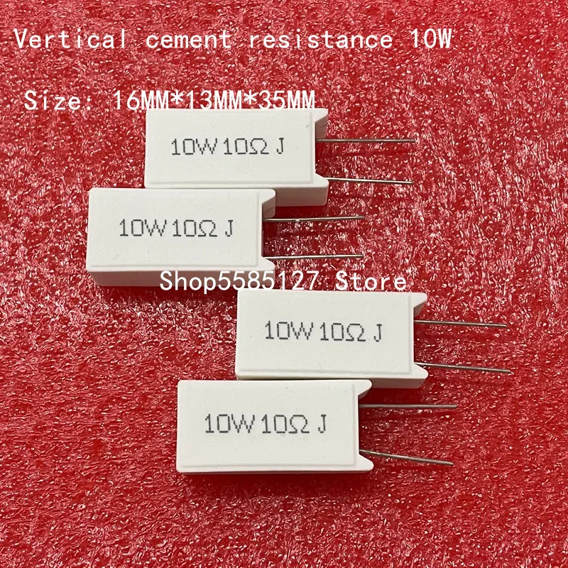 5PCS 10W Vertical cement resistance 0.1R ~ 300K ohm 0.22R 0.47R 0.5R 1R ...