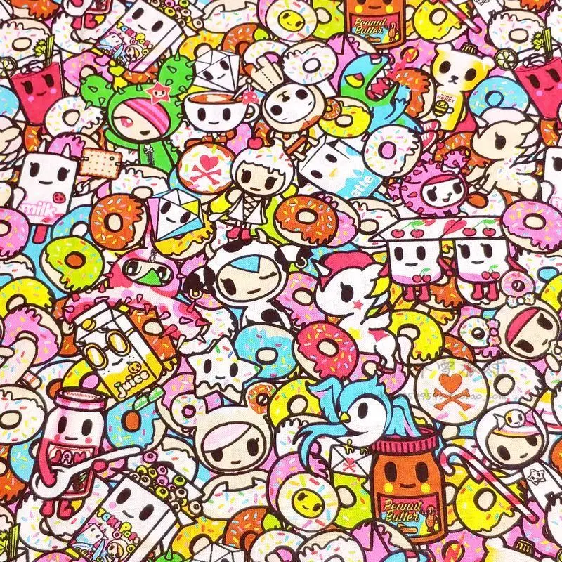 AJ527 - BTY 1 Yard Cotton Woven Fabric - Kawaii Japanese Cartoon ...
