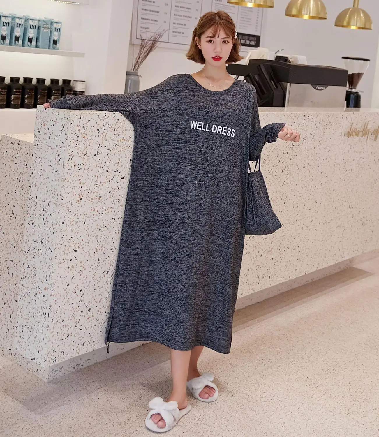 Big-Wide-Nightdress-Modal-Night-Dress-Fat-MM-Long-Sleeve-Nighties ...