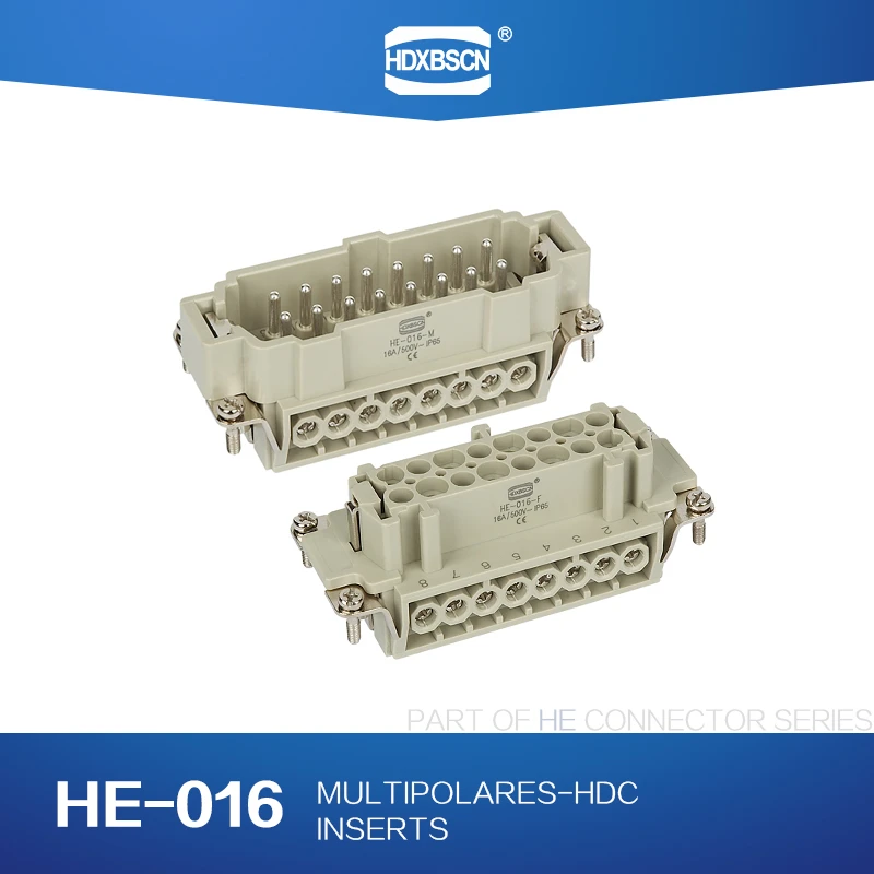 Heavy Duty Connectors Hdc-he-016 F/m 16pin Industrial Rectangular Aviation Connector Plug 16a ...