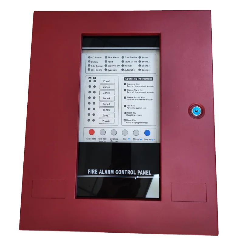 Red 8 Zones Fire Alarm Panel Work With 2wire Smoke Detectors Fire Alarm ...