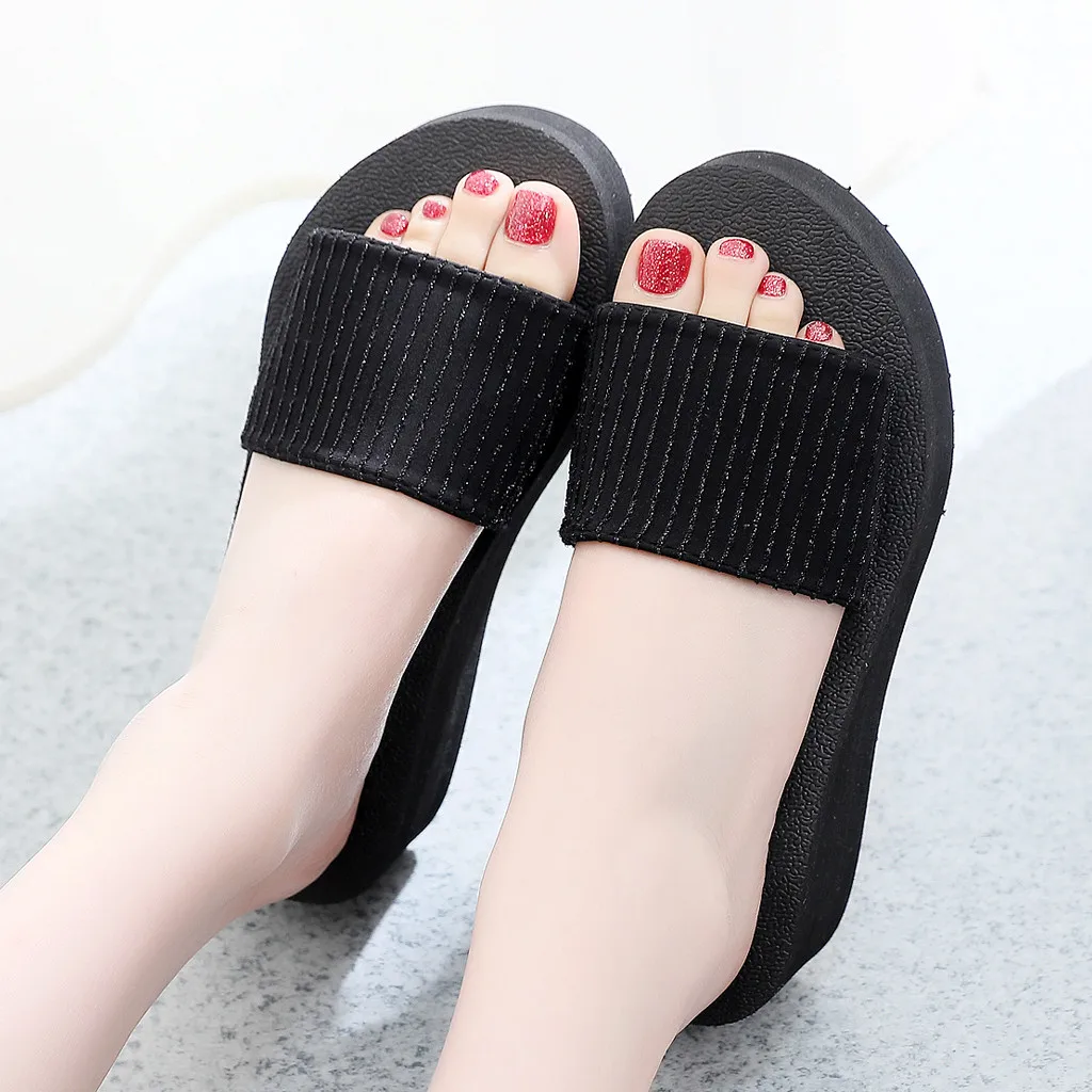 Women Slippers Summer Shoes Bohemian Open Toe Fashion Non-slip Wedge ...