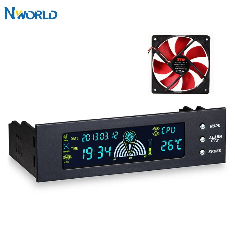 5.25 inch PC Fan Speed Controller Temperature Display LCD Front Panel ...