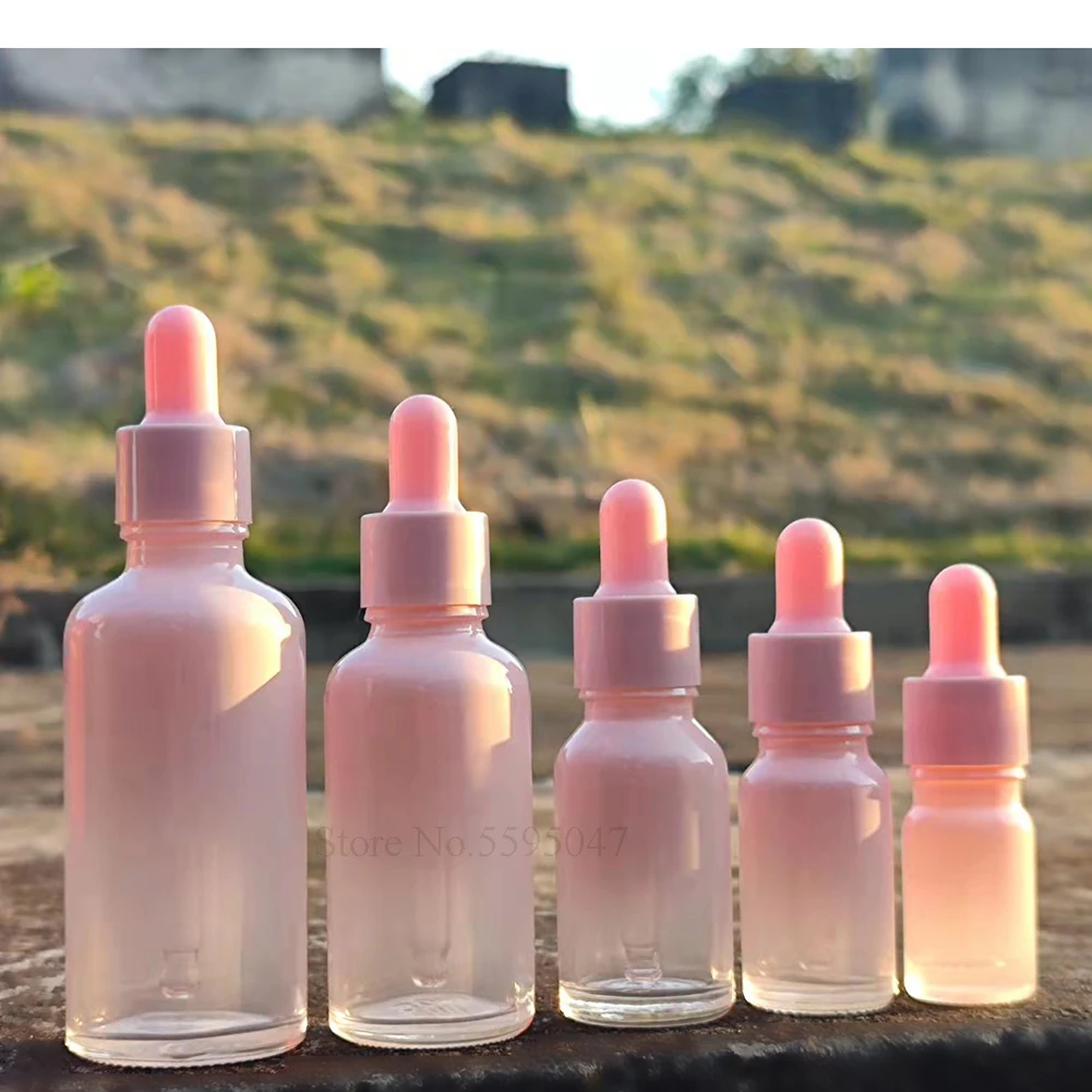 10pcs 5ml 10ml 15ml 30ml 50ml Pink Glass Dropper Bottle With Dropper ...