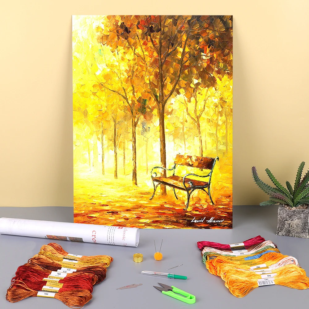 Autumn-Vacation-Printed-Canvas-11CT-Cross-Stitch-Embroidery-Kit-DMC ...