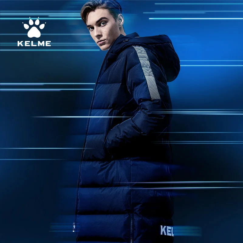 KELME Men Winter Jacket Women Long Hooded Sports Training Casual Wear ...