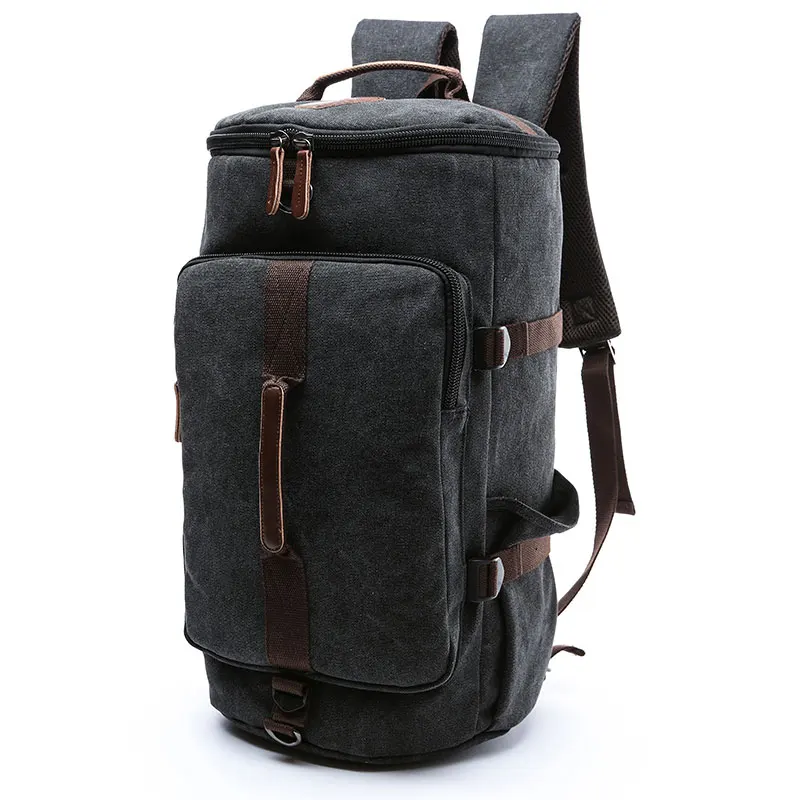 2002 Men Large Capacity Cylinder Backpacks Canvas Luggage Shoulder Bags ...