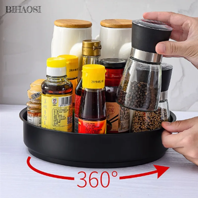 360 Rotating Tray Kitchen Storage Container Spice Jar Snack Cosmetic ...