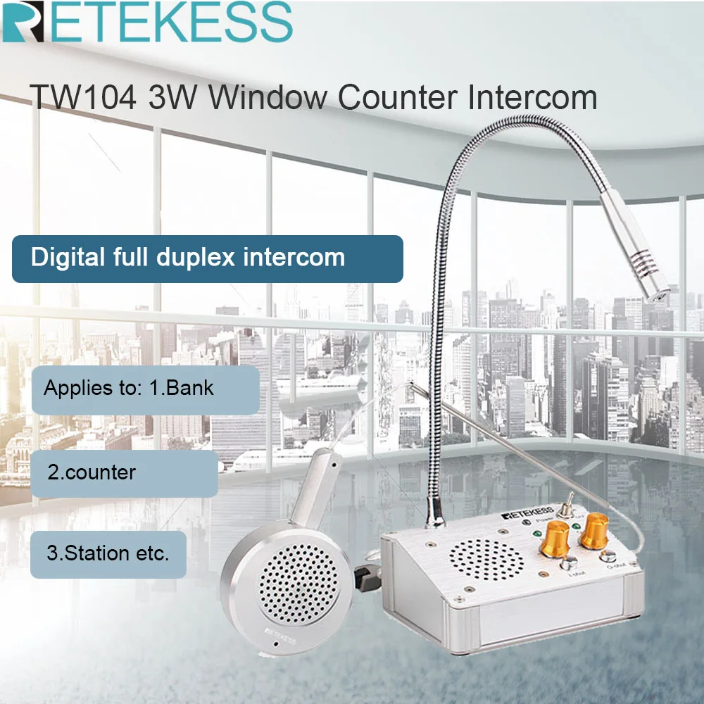 RETEKESS TW104 Window Counter Intercom 3W Digital Full Duplex ...