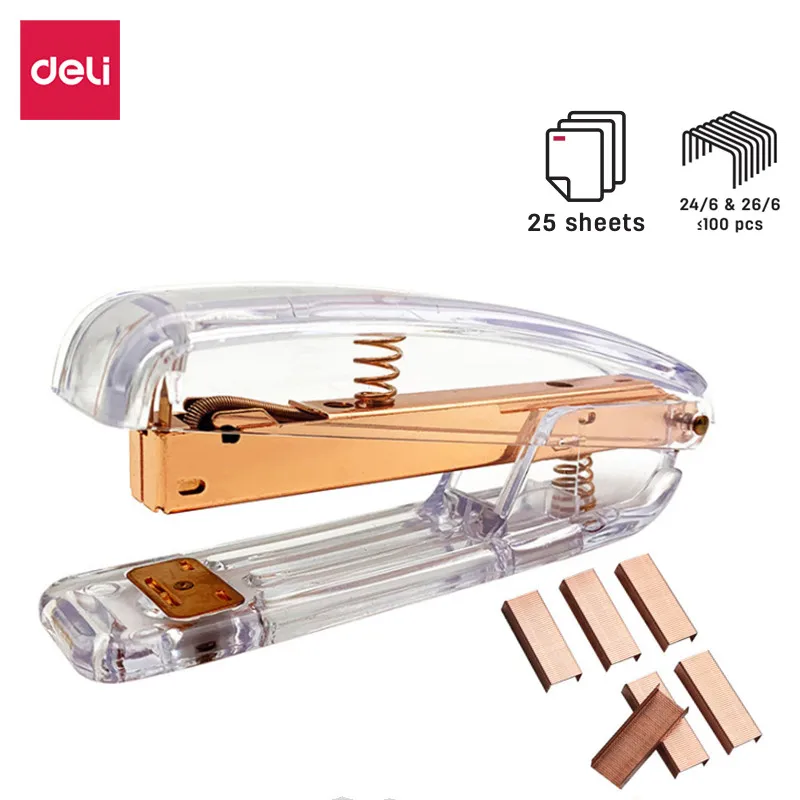 Rose Gold Stapler Edition Metal Manual Staplers Transparent Acrylic ...