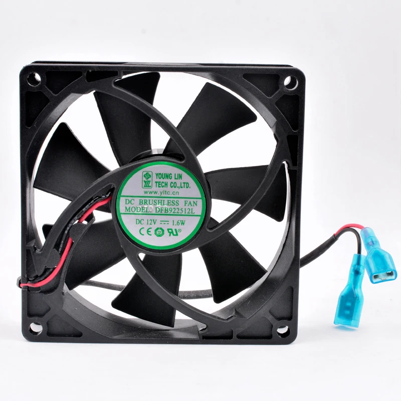 Dfb922512l 92mm Fan 92x92x25mm Dc12v 1.6w 2 Wires, Double Ball Bearings ...