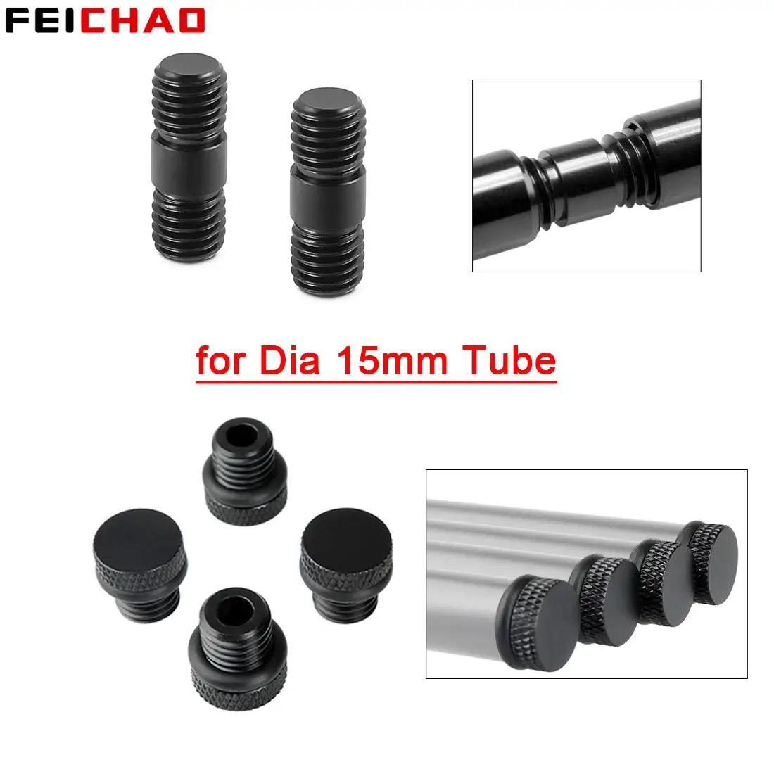 M12-Threaded-Anti-drop-Pipe-Cap-4Pcs-2x-Rod-Extension-Connectors-for ...